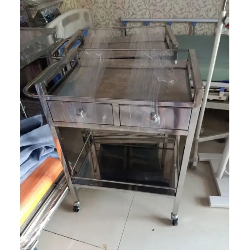 Jual Trolly instrument 2 rak 2 laci/trolly obat 2 rak 2 laci stainless ...