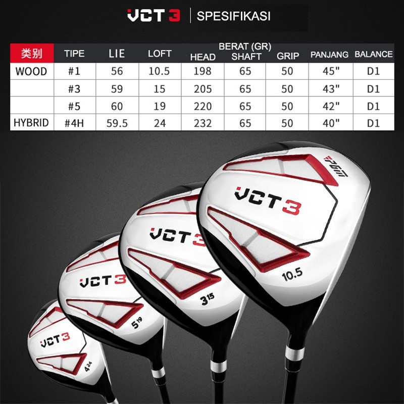 Jual Golf Stick Pgm MG031 Driver Woods Hybrid Mens Club Stik VCT3 ...