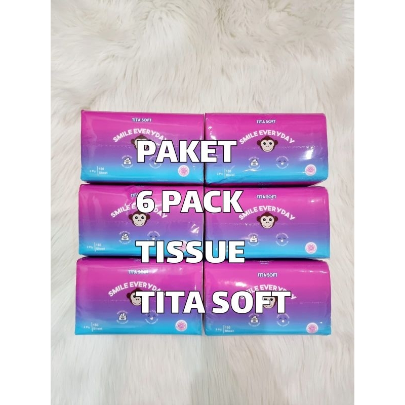 Jual Paket Tissue 6 Pack Tisu Murah Tita Soft Facial Tissu 180 Sheets ...