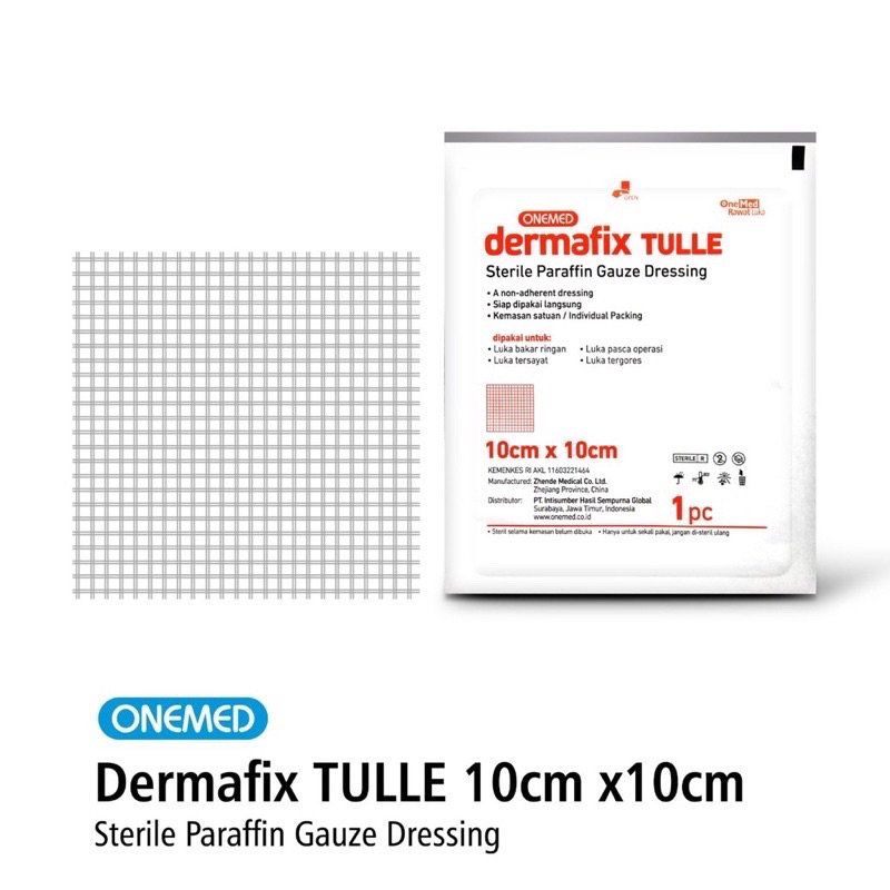 Jual Dermafix Tulle 10x10cm Paraffin Gauze Onemed isi 10s Rawat Luka ...
