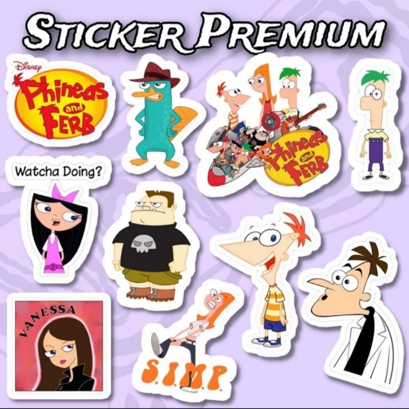 Jual Sticker phineas and ferb Pack 10pcs Premium Waterproof | Shopee ...