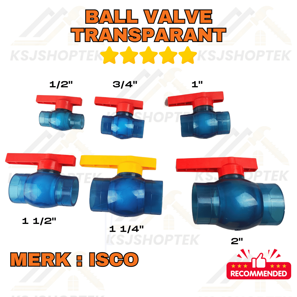 Jual Ball Valve PVC ABS Transparant ISCO 1/2 3/4 1 1 1/4 1 1/2 2 Inch ...