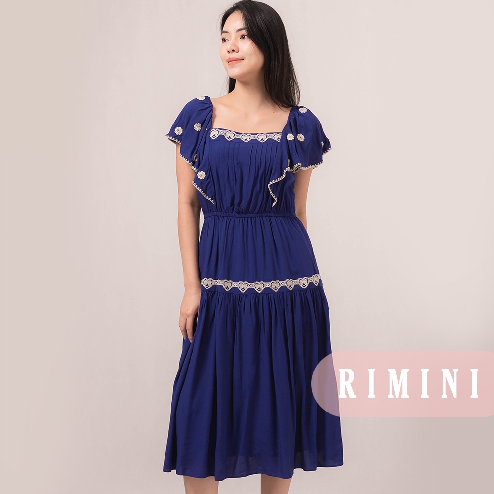Jual RIMINI - Dress Cewe Remaja Yukensi Square Neck Bordir Flowy XS-XL - Edeline Dress 85884 ...