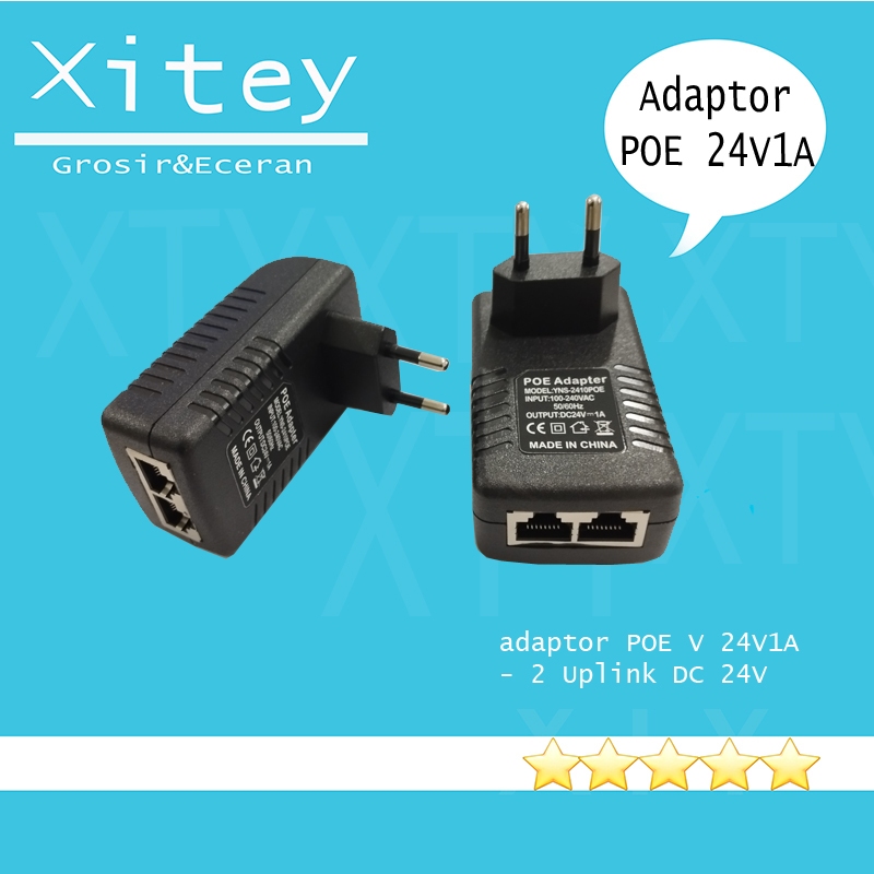 Jual POE LAN Injector Adaptor DC 24V 1A Power Supply adaptor 2 UPLINK ...