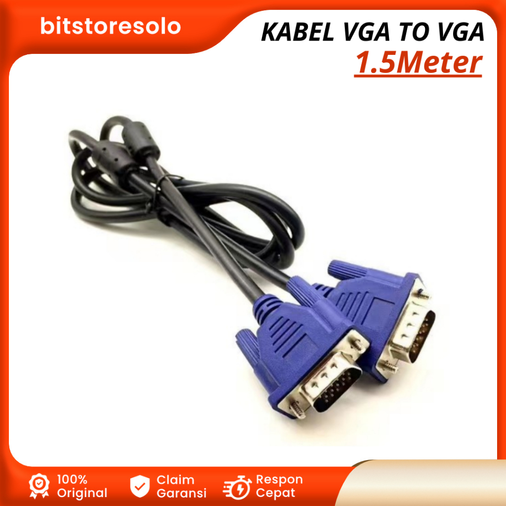Jual Kabel VGA to VGA PC to Monitor 1.5 Meter 1,5M Standart Netline | Shopee Indonesia