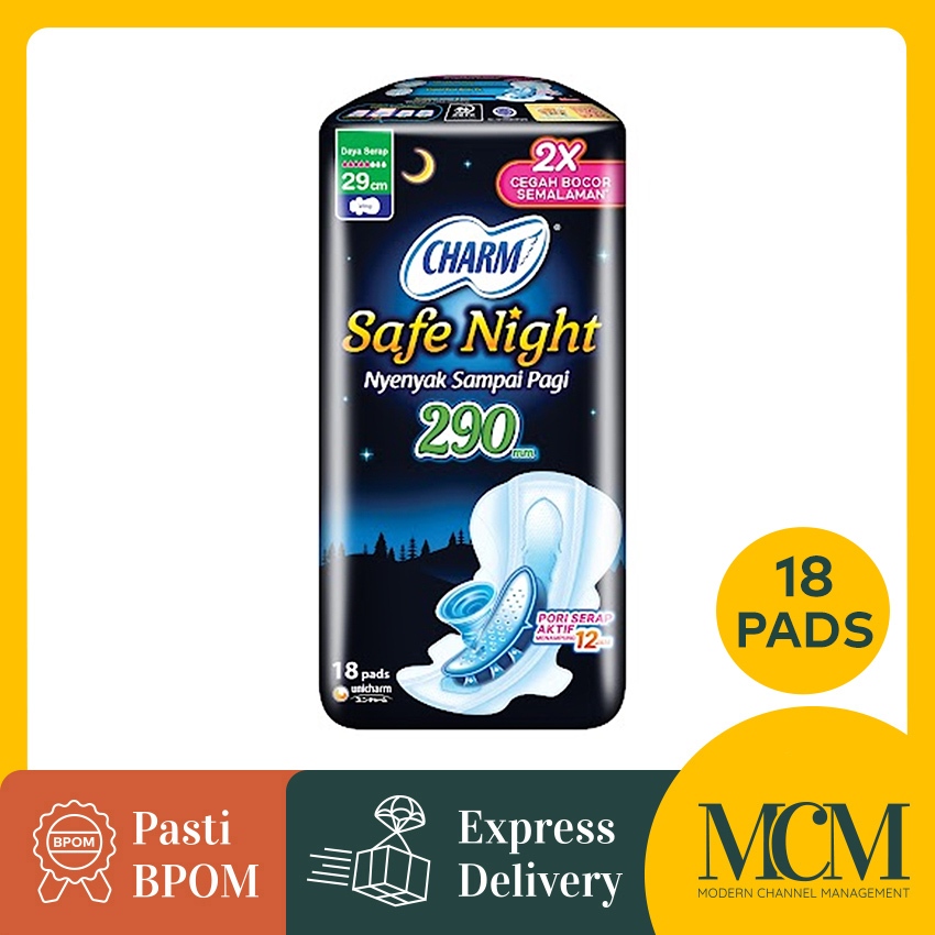 Jual Pembalut Wanita Charm Safe Night Wing 29cm - 18 Pads | Shopee Indonesia