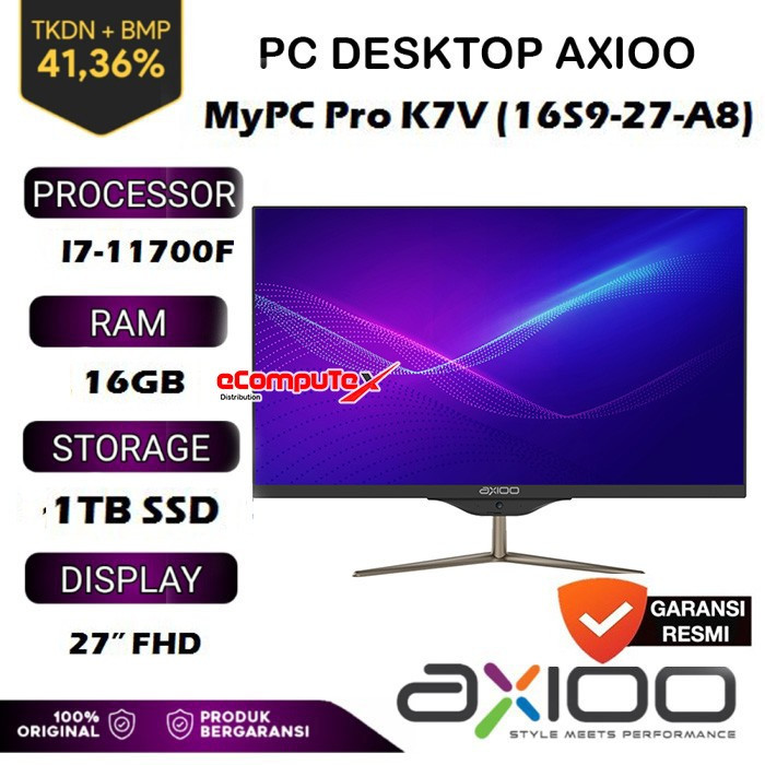 Jual PC DESKTOP AXIOO MYPC PRO K7V (16S9-27-A8) i7-11700F 16GB 1TB SSD ...