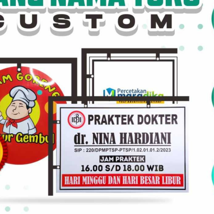 Jual 60cm x 80cm Plang Toko/Kantor Custom Persegi Bahan Acrylic 2 sisi ...