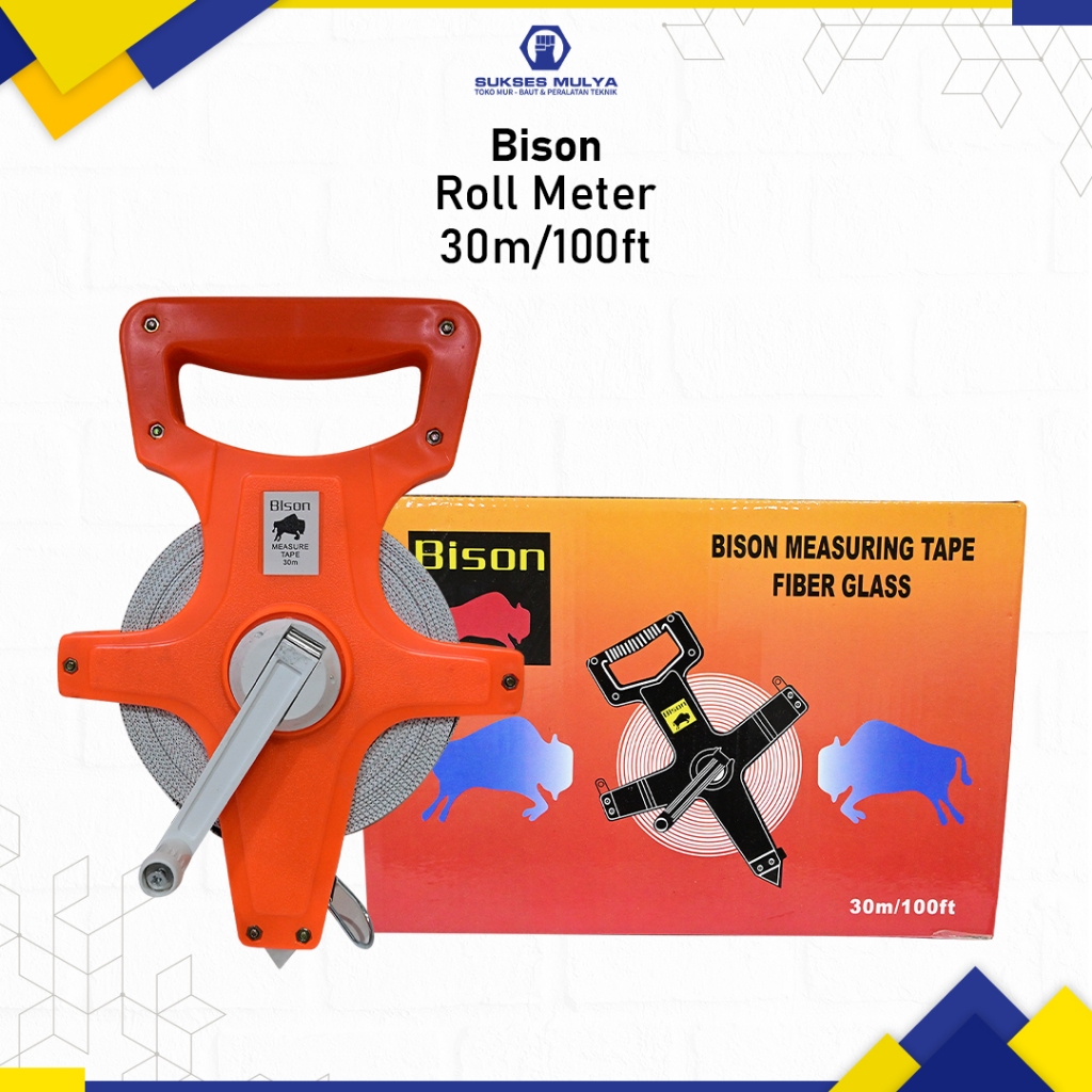 Jual BISON Meteran Tanah 30 Meter Roll Meter T Alat Ukur Jalan Gulung ...