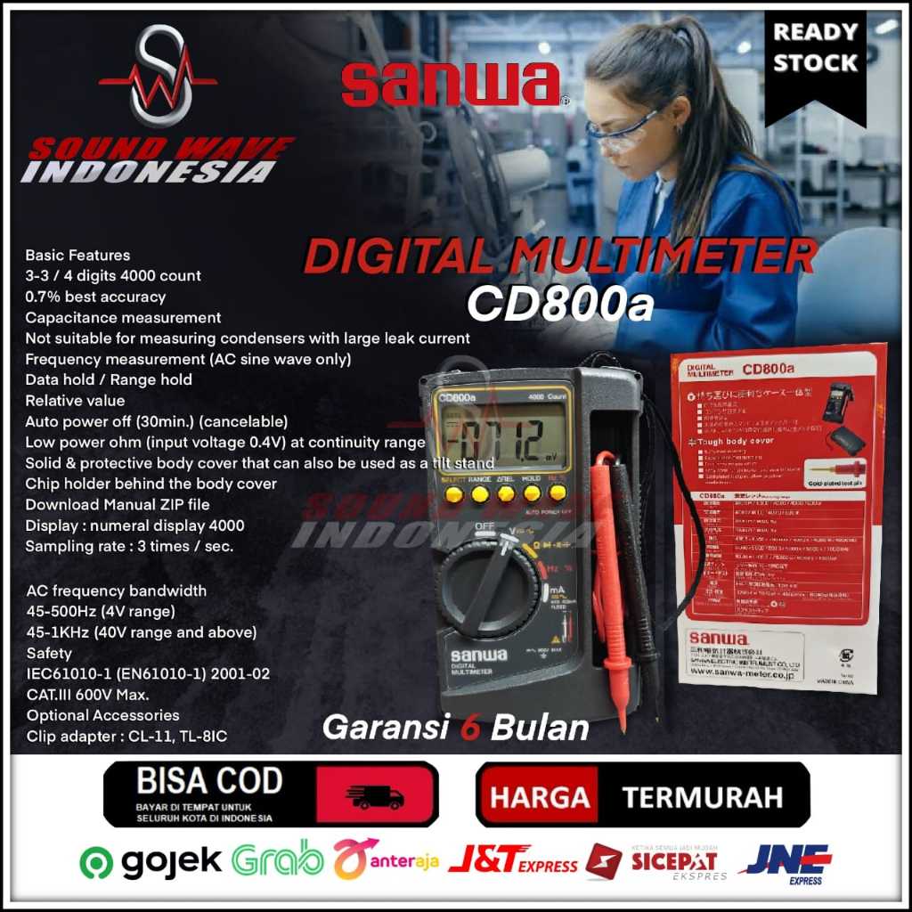 Jual SANWA CD800a MULTIMETER DIGITAL MULTITESTER AVOMETER | Shopee ...