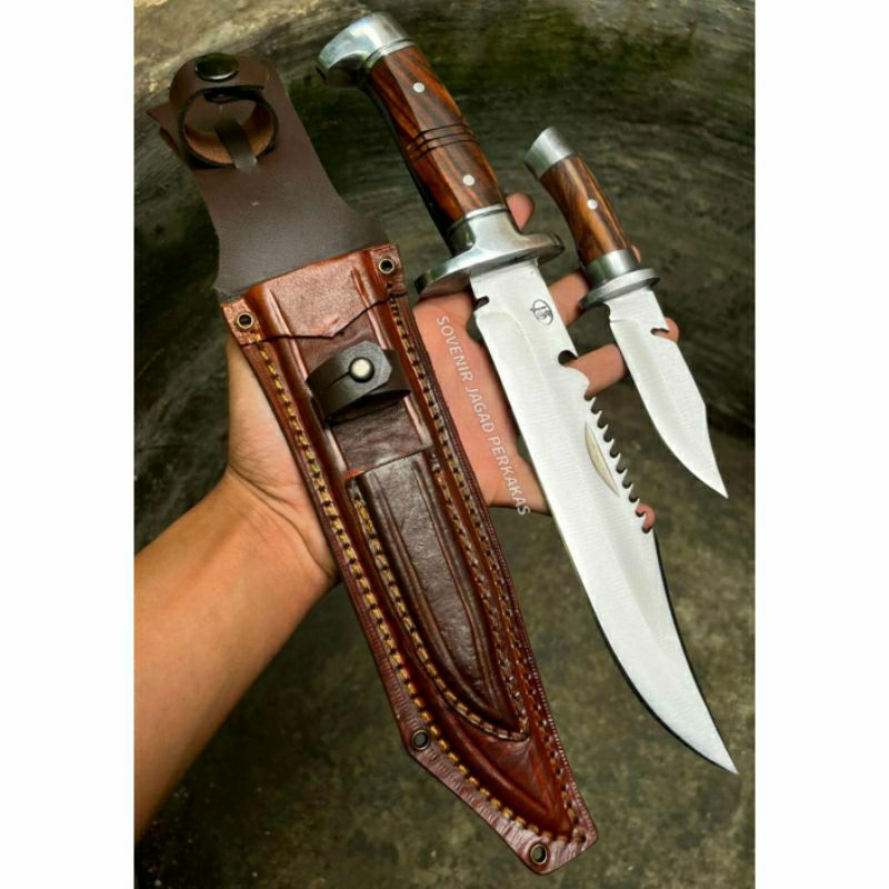 Jual PISAU BOWIE RAMBO BAJA PER ASLI DOUBLE ISI 2 SERBAGUNA FULLTANG ...