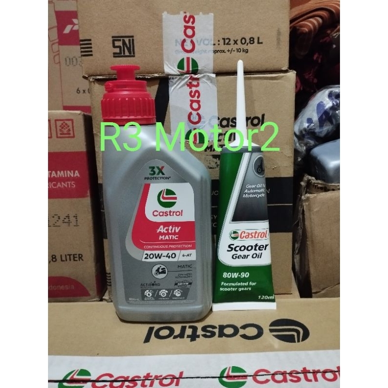 Jual PAKET OLI CASTROL MATIC ACTIV 0.8L 20W/40 PLUS GARDAN CASTROL ...