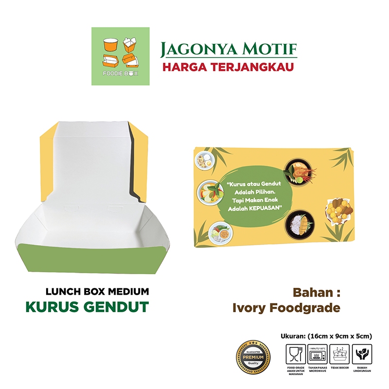 Jual Paper Lunch Box 50 pcs | Food Grade | Medium Ivory | Motif Kurus ...