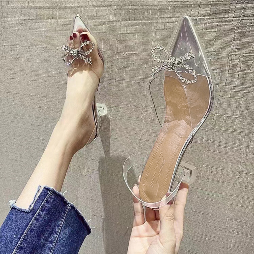 Jual FINDAL Sepatu Heels Kaca Wanita Sandal Bening Korean Style Import ...