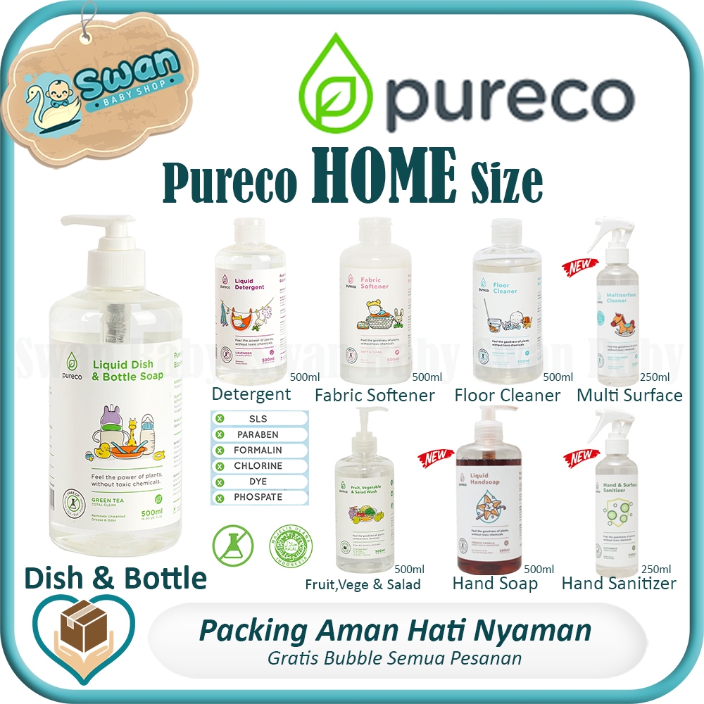 Jual Pureco HOME Size 500ml [ Deterjent / Liquid Dish Soap / Softener / Floor Cleaner / Fruit ...