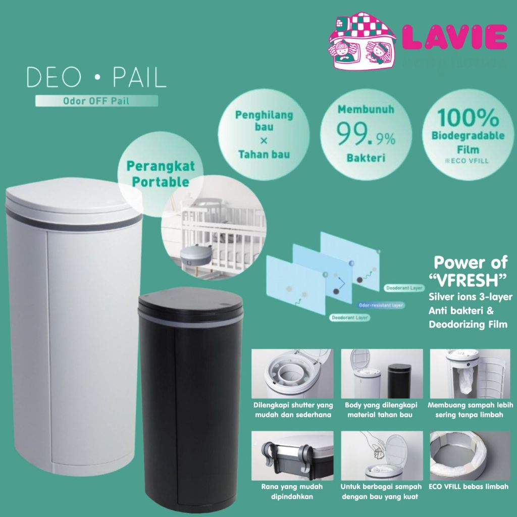 Jual Deo Pail Odor OFF Pail tong sampah anti bau dan bakteri | Shopee ...
