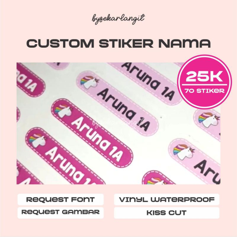 Jual Stiker Nama | Sticker Nama Anak | Custom Sticker Waterproof ...