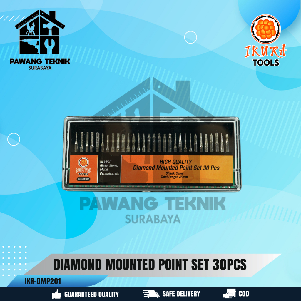 Jual Ikura Tools Mata Diamond Mounted Pointer Set 30pcs Mata Burr Ukir ...