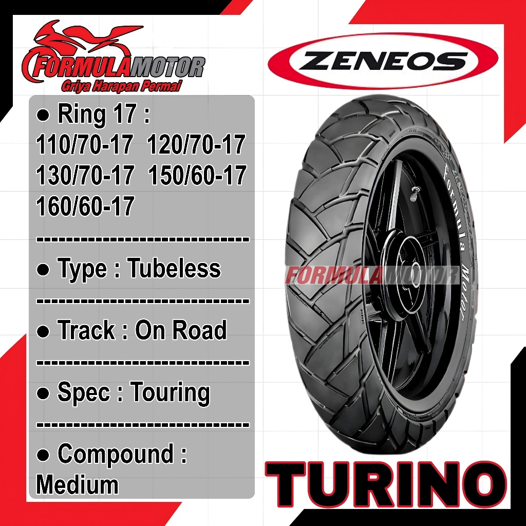 Jual Zeneos Turino Ring 17 Tubeless All Size (Touring Dual Purpose) Ban Motor Tubles (110/70-17 ...