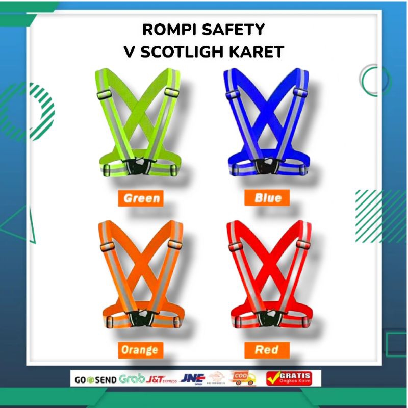 Jual Rompi safety V Karet Safety Vest Elastis Scotligh Motor reflective ...