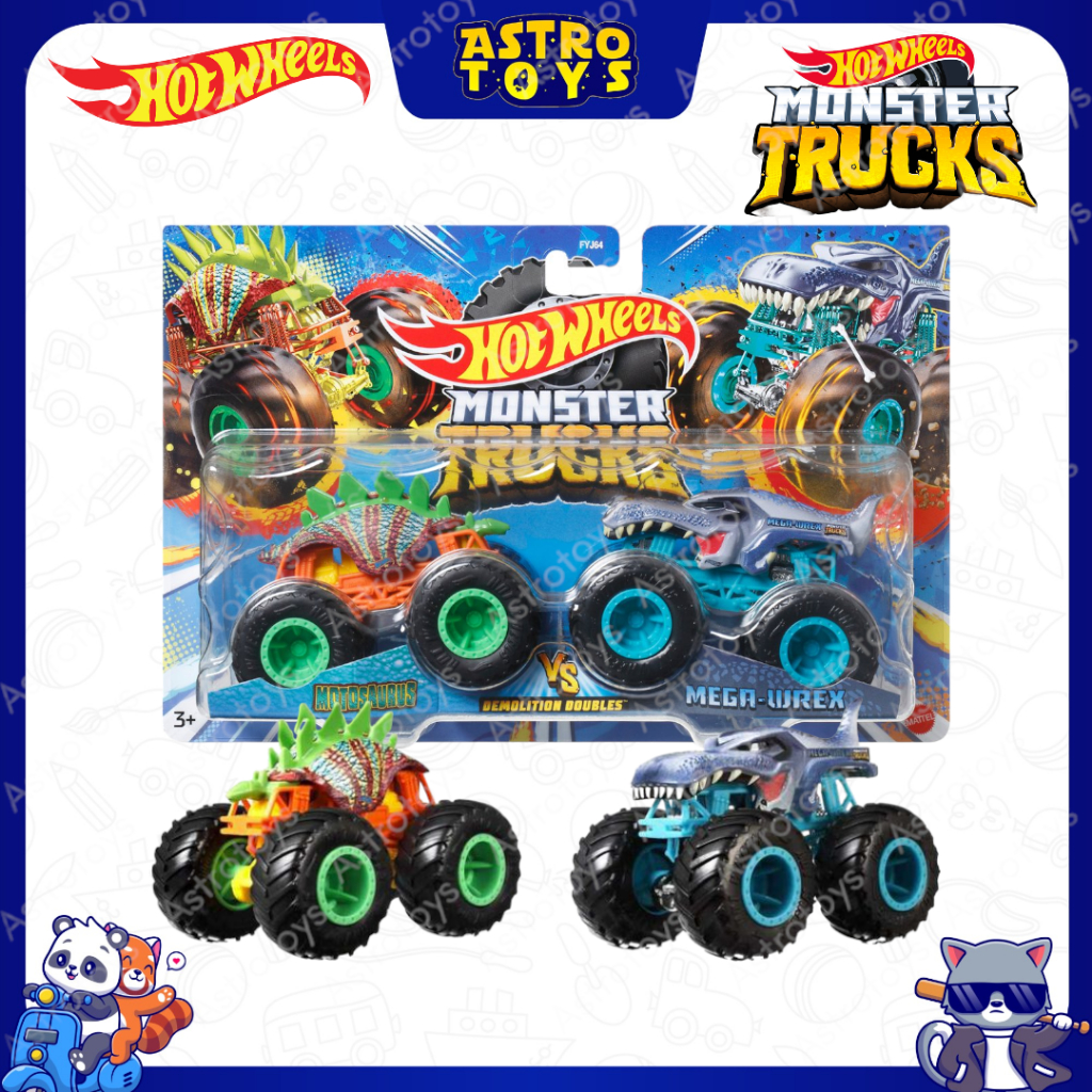 Jual Hot Wheels Monster Trucks Motosaurus vs Mega Wrex Demolition 2 pack - Diecast Mobil Besi ...