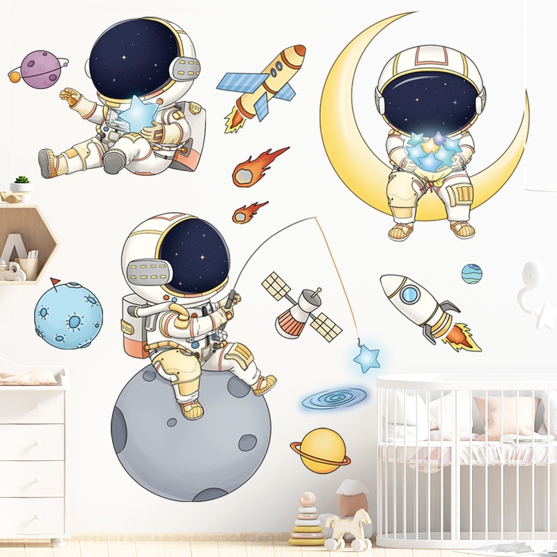 Jual Reliza Wall Sticker Walpaper Kamar Astronot Planet Luar Angkasa ...