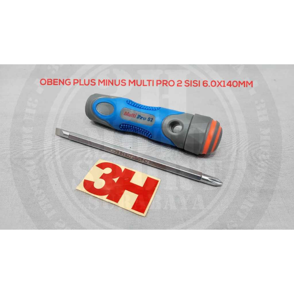 Jual OBENG PLUS MINUS MULTIPRO 2 SISI 6.0X140MM | Shopee Indonesia