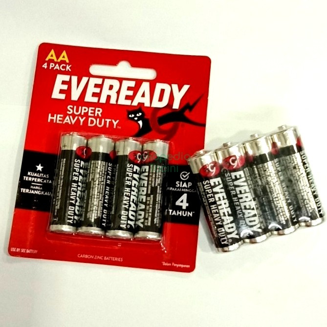 Jual Baterai AA Eveready Super Heavy Duty Isi 4 Pcs / Battery hitam ...