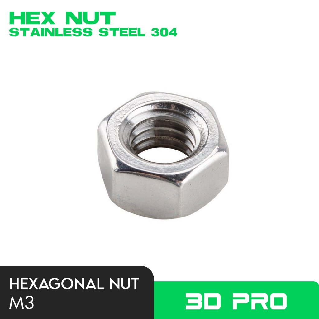 Jual Mur Segi 6 Hexagonal Nut Stainless Steel 304 Ukuran M3 - Ulir 0.5 ...
