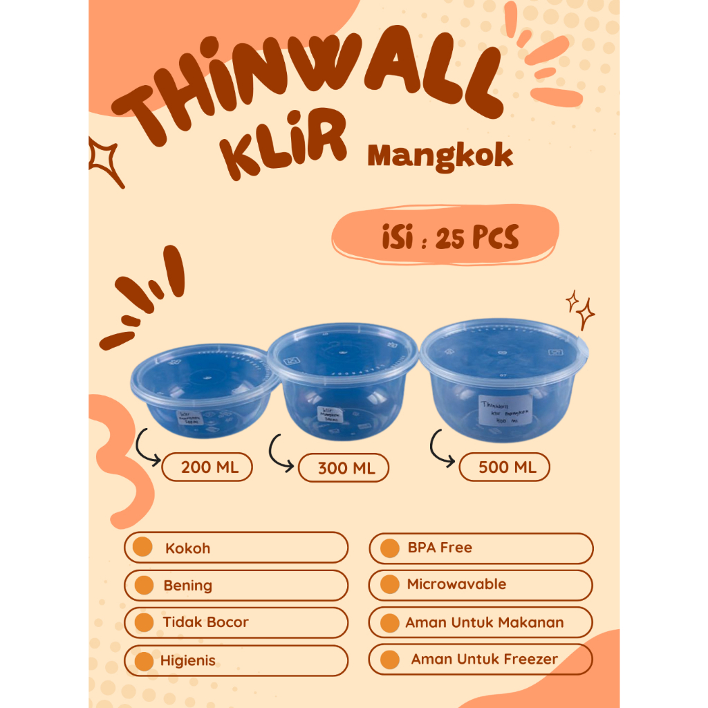 Jual Thinwall Mangkok / Bulat / Round Bowl / Mangkok Makan Plastik ...