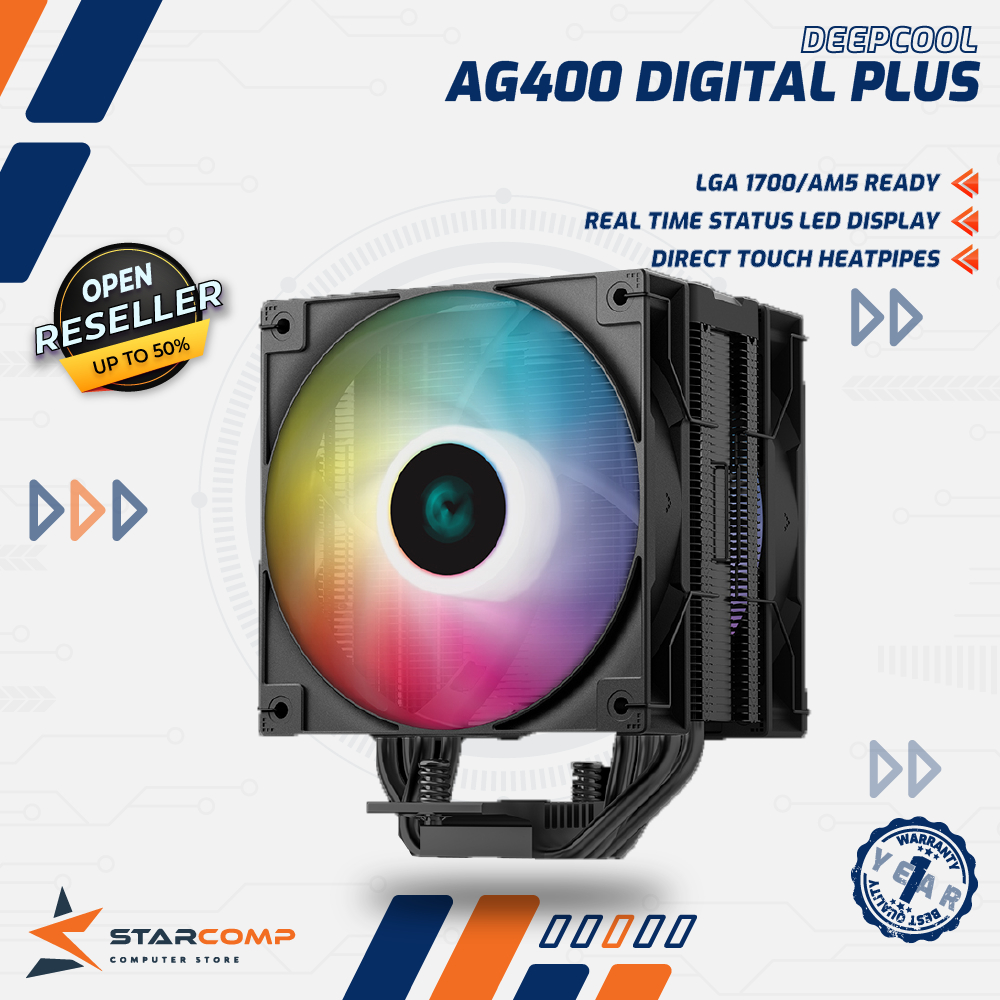 Jual Deepcool AG400 DIGITAL Plus ARGB Dual-Fan LED Display CPU Cooler ...