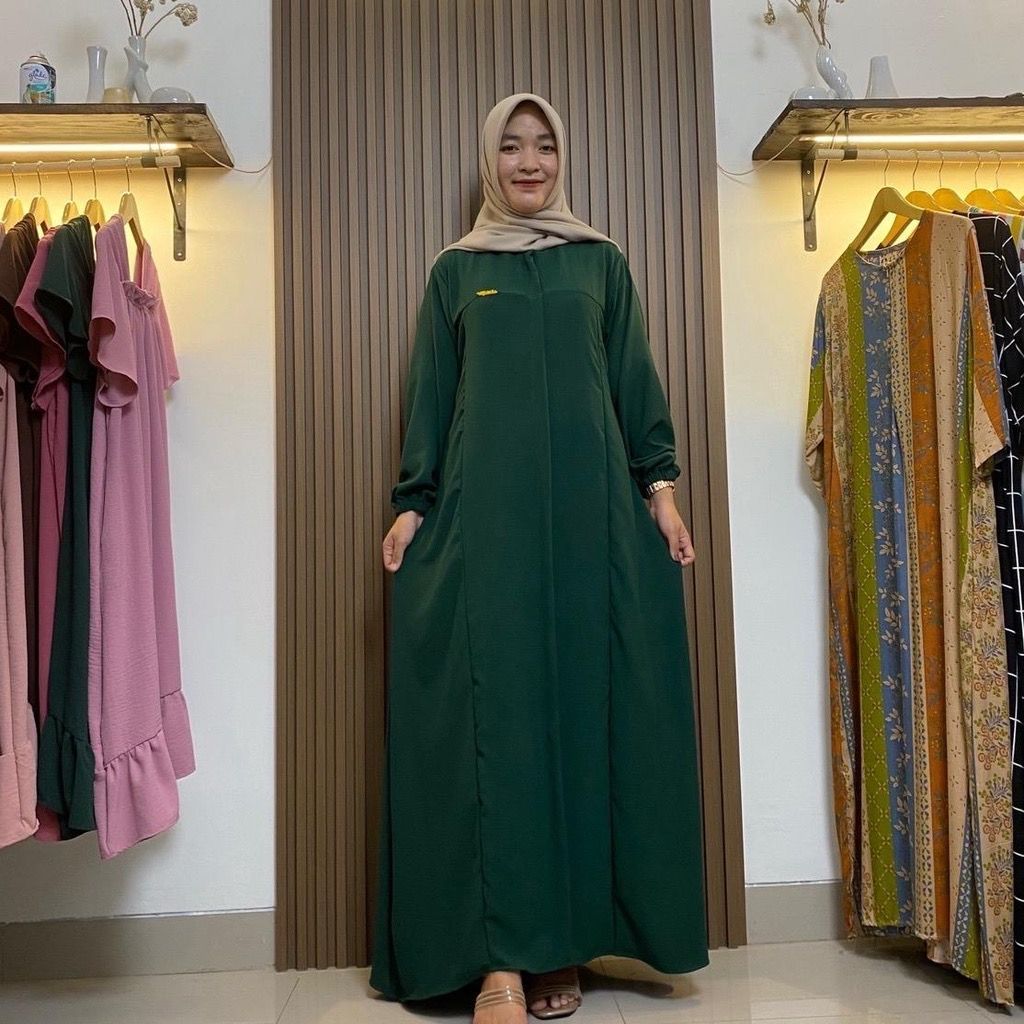 Jual ABAYA Elsira Dress Gamis Wanita Jumbo Ld 115 Bahan Crinkle Kringkel Crincle Airflow ...
