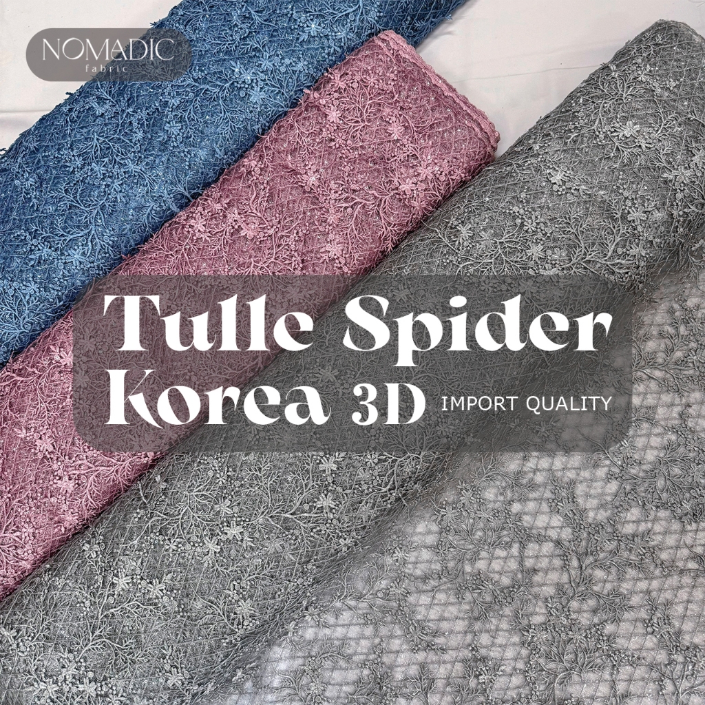 Jual ½ Meter Kain Brokat Tulle Spider Korea 3D || Tile Spider Import ...