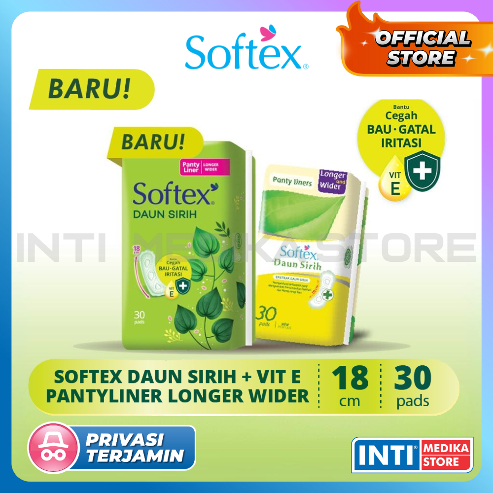 Jual SOFTEX - Pantyliner Daun Sirih 18cm Isi 30 | Pembalut Wanita | Shopee Indonesia