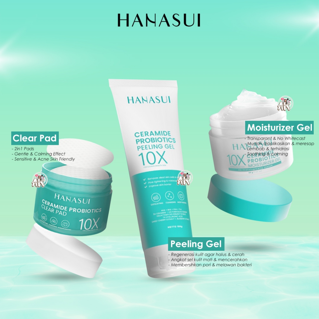 Jual HANASUI 10X CERAMIDE PROBIOTICS SERIES ( CLEAR PAD / MOISTURIZER ...