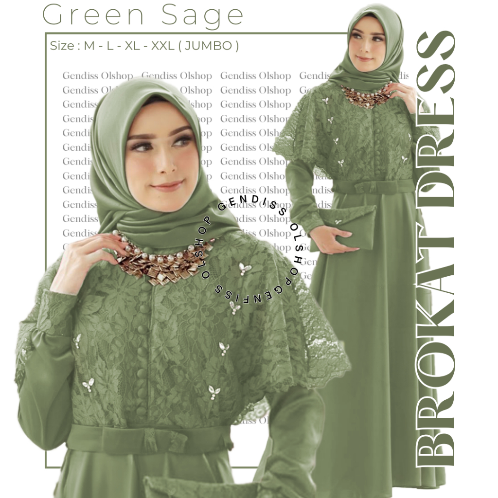 Jual Dress Nadine Brokat Premium || Sage mint dan sage hijau sage jotun ...