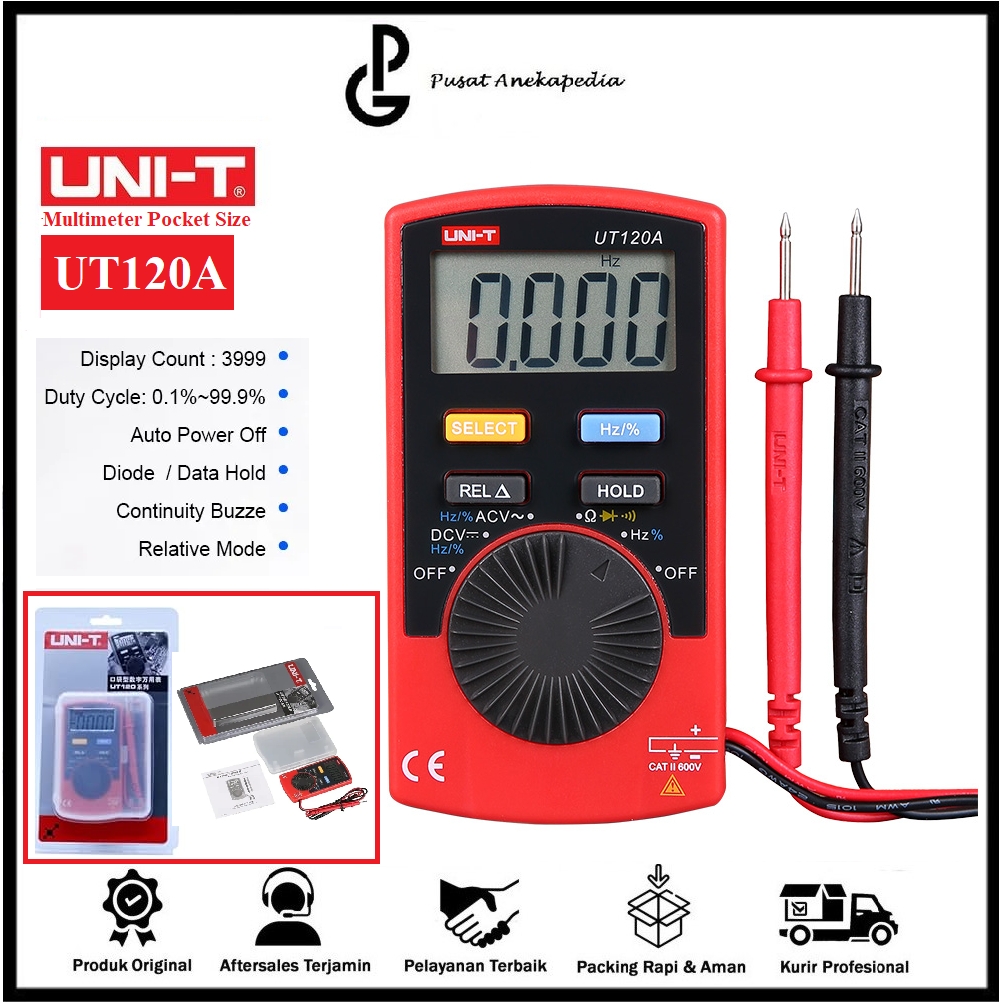 Jual UNI-T UT120A Multimeter Pocket Digital Multitester Tegangan Meter ...