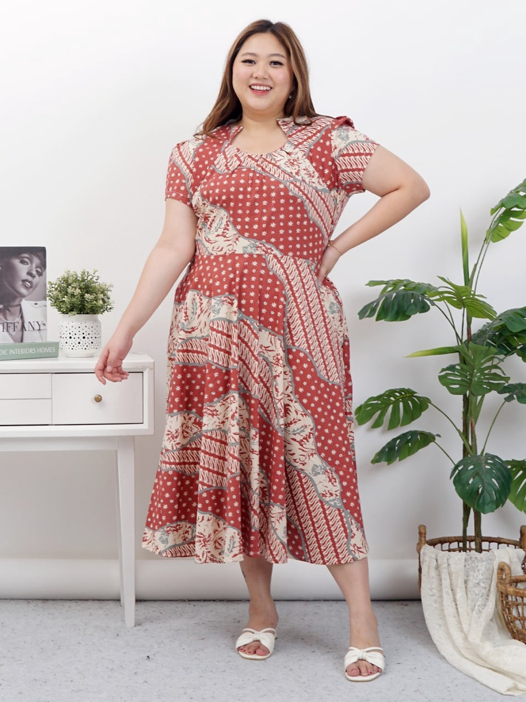 Jual Pretty Batik IRENE Big Size Midi Dress Batik Modern fit to XXL ...
