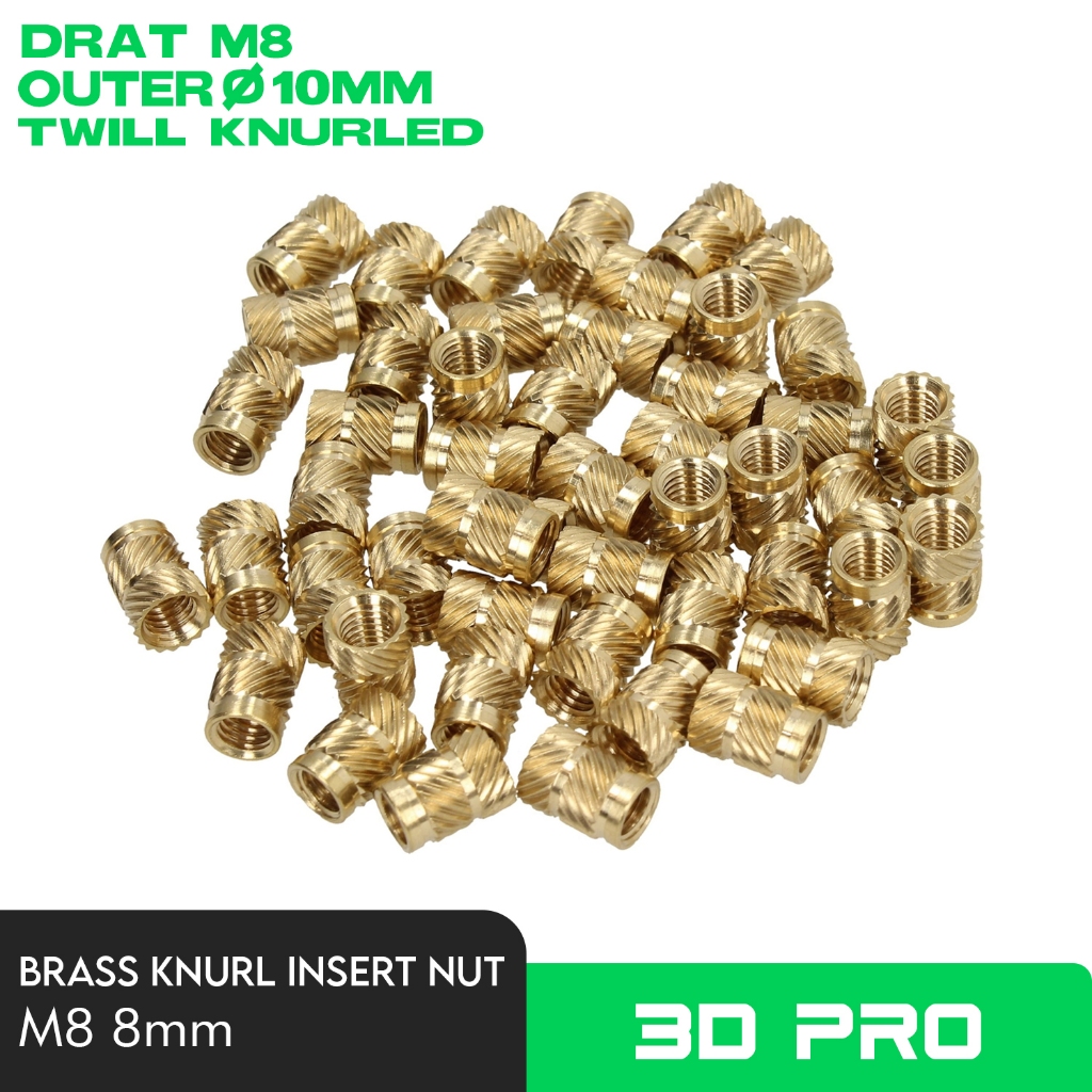 Jual M8 8mmx10mm Double Twisted knurled Brass Copper Thread Knurl ...