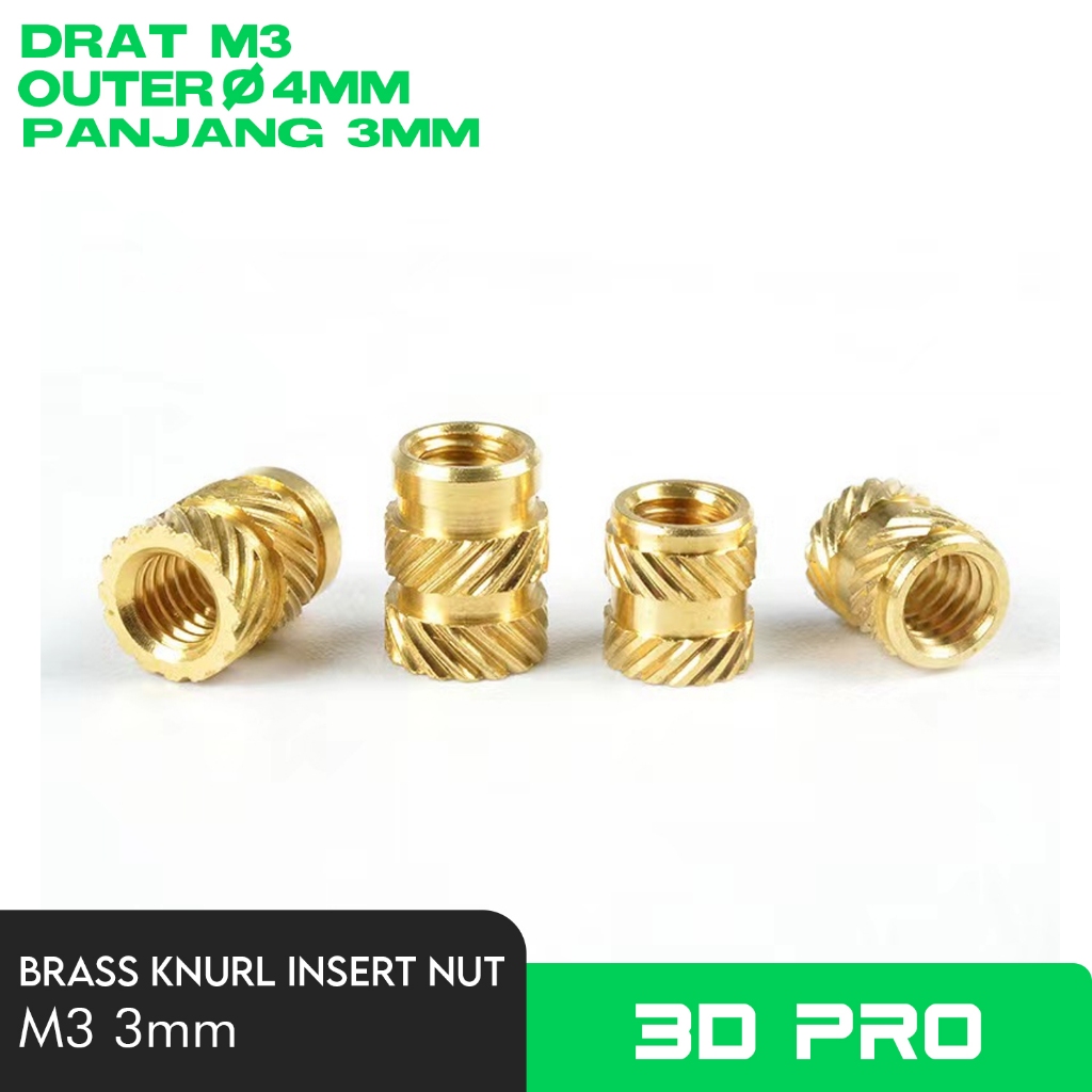 Jual M2 M2.5 M3 M4 M5 M6 M8 Brass Copper Thread Twisted Knurled Insert ...