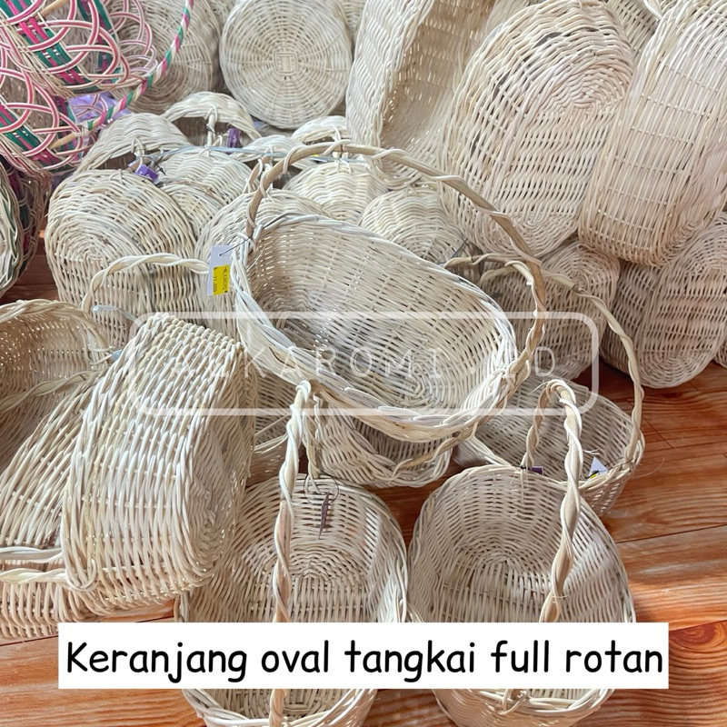 Jual Koleksi keranjang rotan oval tangkai ulir full rotan 23cm x 16cm ...