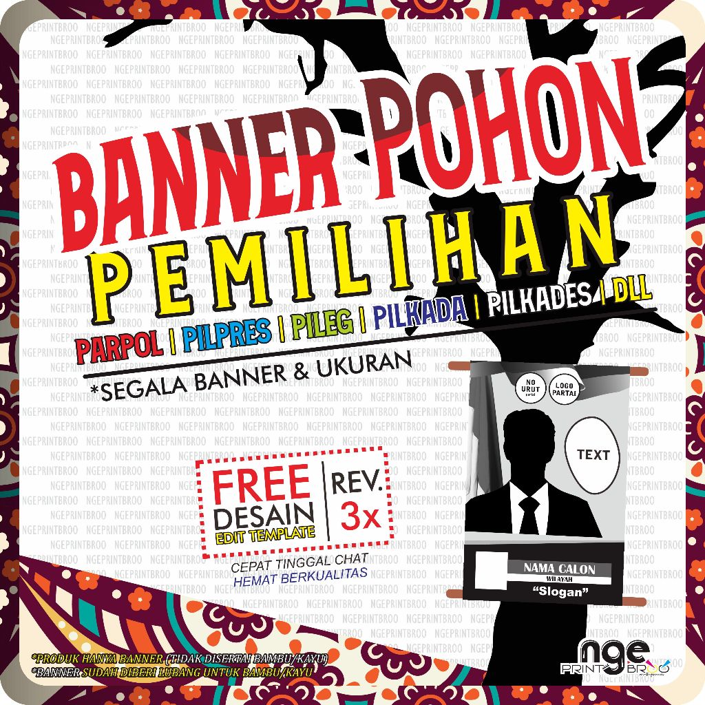Jual BANNER PEMILIHAN / POHON / RONTEK / CALEG / BANNER PEMILU / BANNER ...
