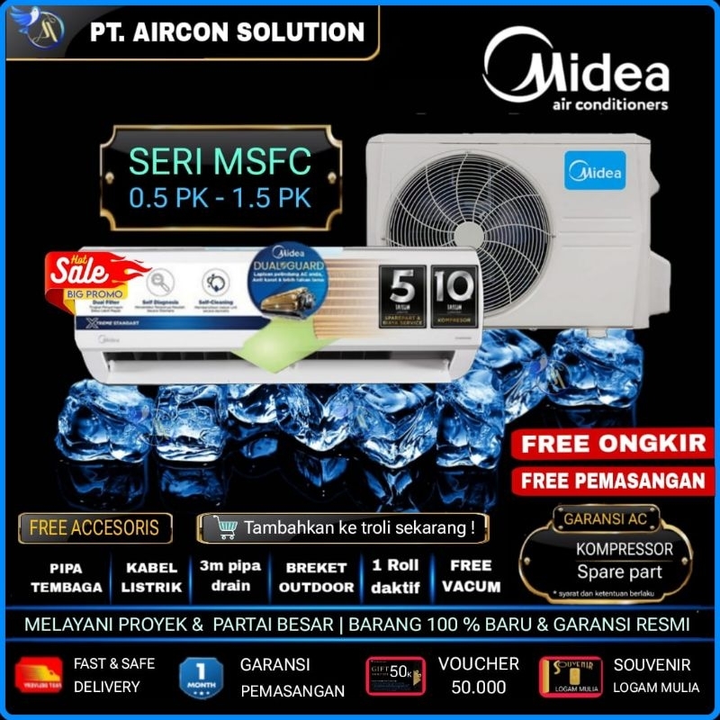Jual AC MIDEA EXTREM 1/2 PK s/d 2 PK Series MSFC-CRN2X NEW SERIES gold ...
