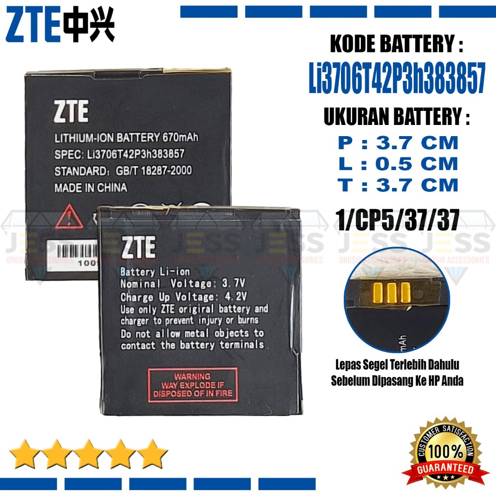 Jual Baterai Battery Original ZTE Li3706T42P3h383857 For Type HP Jadul ...
