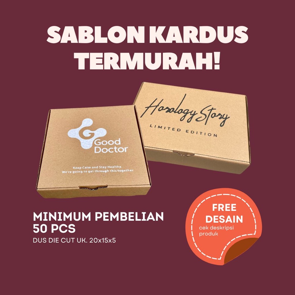 Jual (+SABLON) Kardus Packing Custom Olshop Uk. 20x15x5 cm / Dus Custom ...