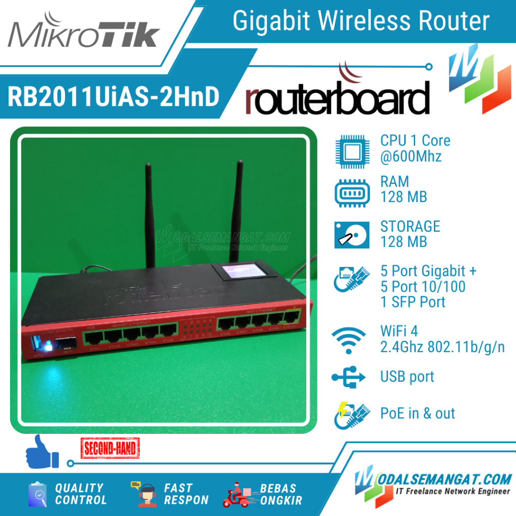 Jual MikroTik RB2011UiAS-2HnD | License Lv5 | Gigabit | WiFi | RAM ...