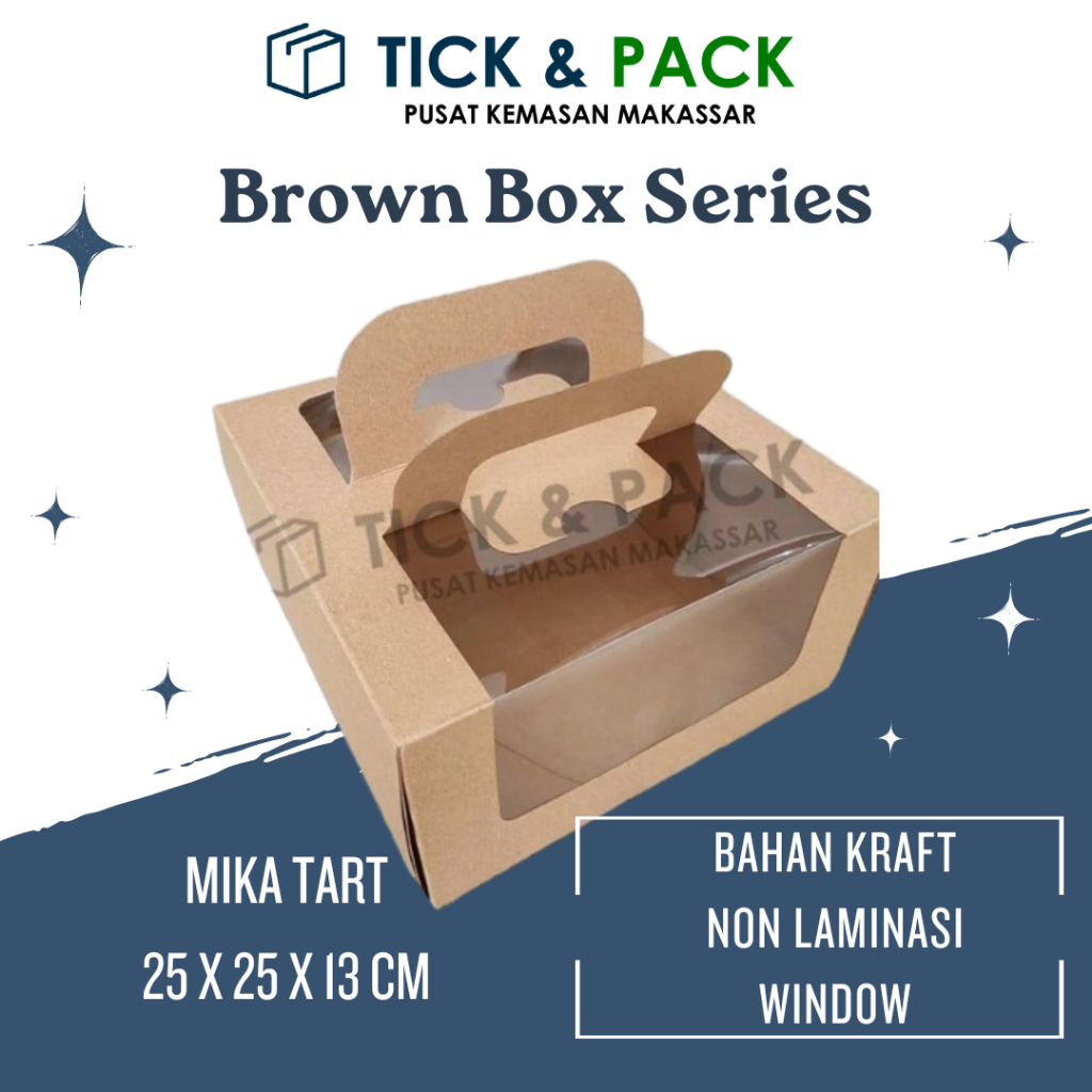 Jual [ isi 5 ] Dus Kraft MikaTart 25 x 25 x 13 Dus Kue Kemasan Kue ...
