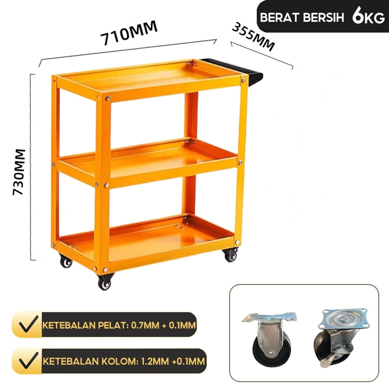 Jual REAIM Trollies Bengkel Troli Bengkel Rak 3 Susun Trolly Tool Cart ...