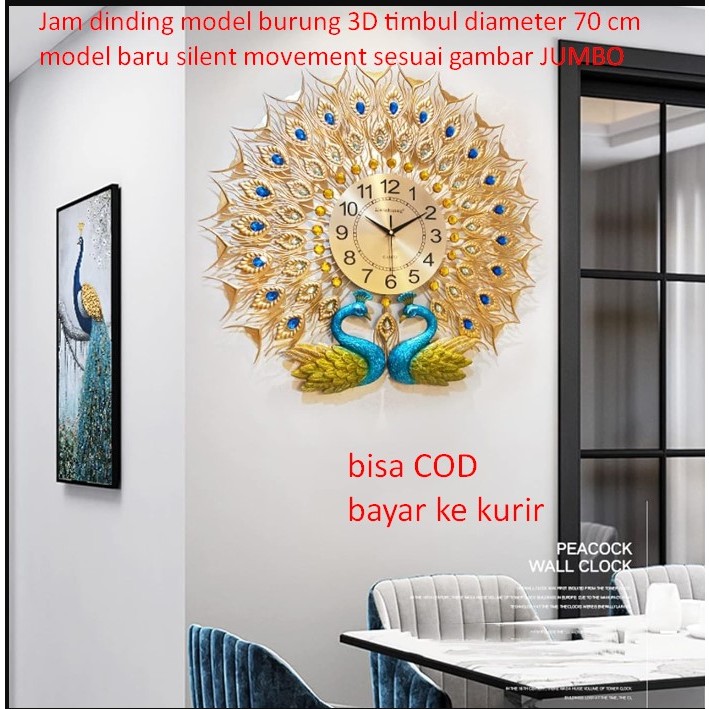 Jual Jam dinding model burung 3D timbul diameter 70 cm model baru ...