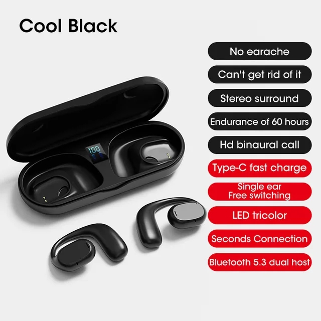 Jual Sports Wireless Headphones Open Air Conduction Hifi Heavy Bass ...